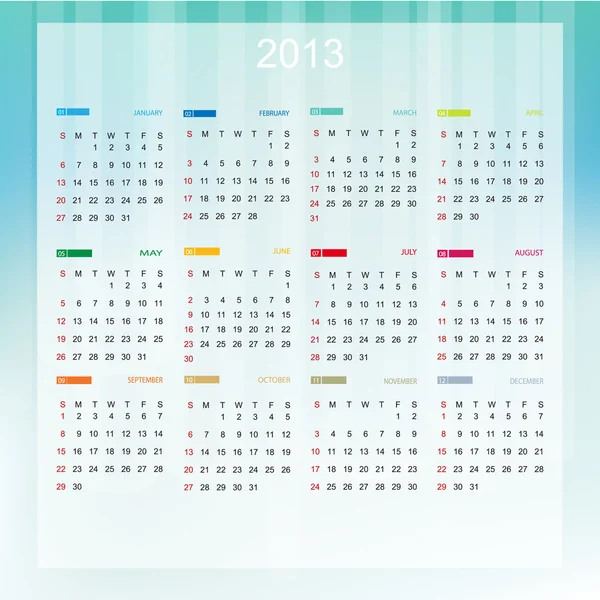 Calendar for Year 2013 — Stock Vector © _Erdem_ #12891058