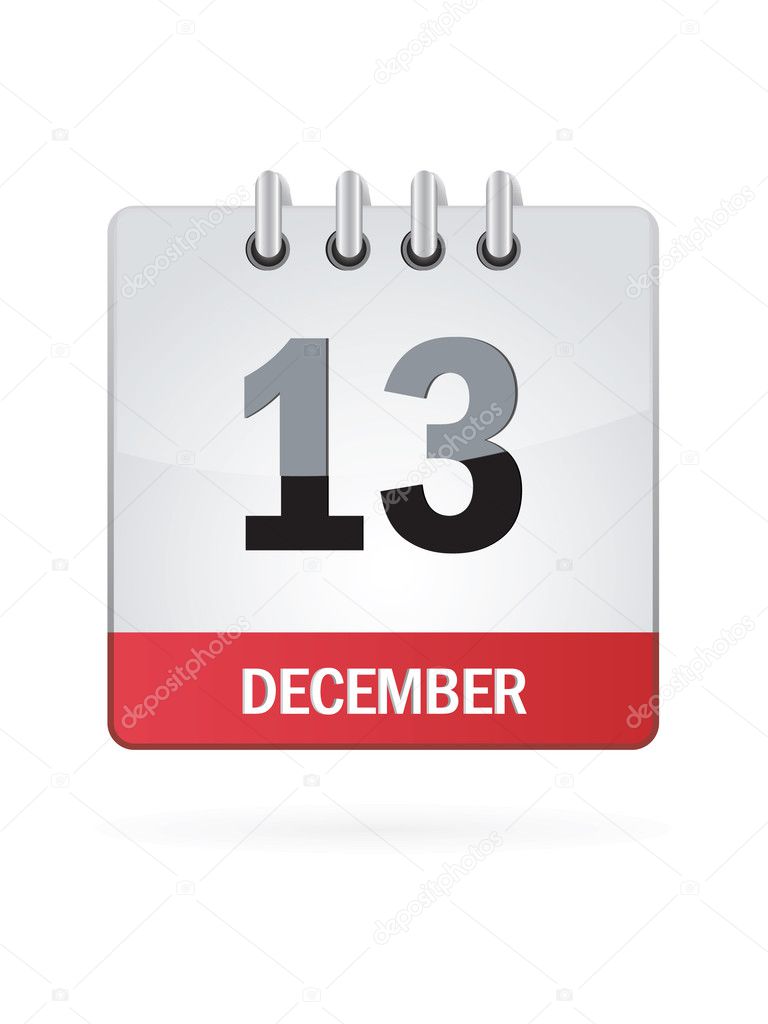 Thirteenth in December Calendar icon on white background Stock Vector ...