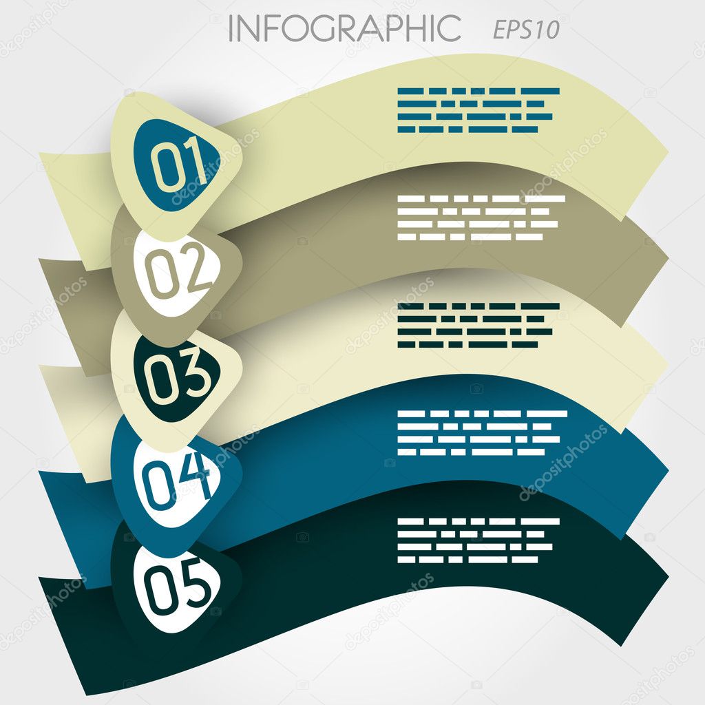 Wave infographic five options in big arrows Stock Vector by ...