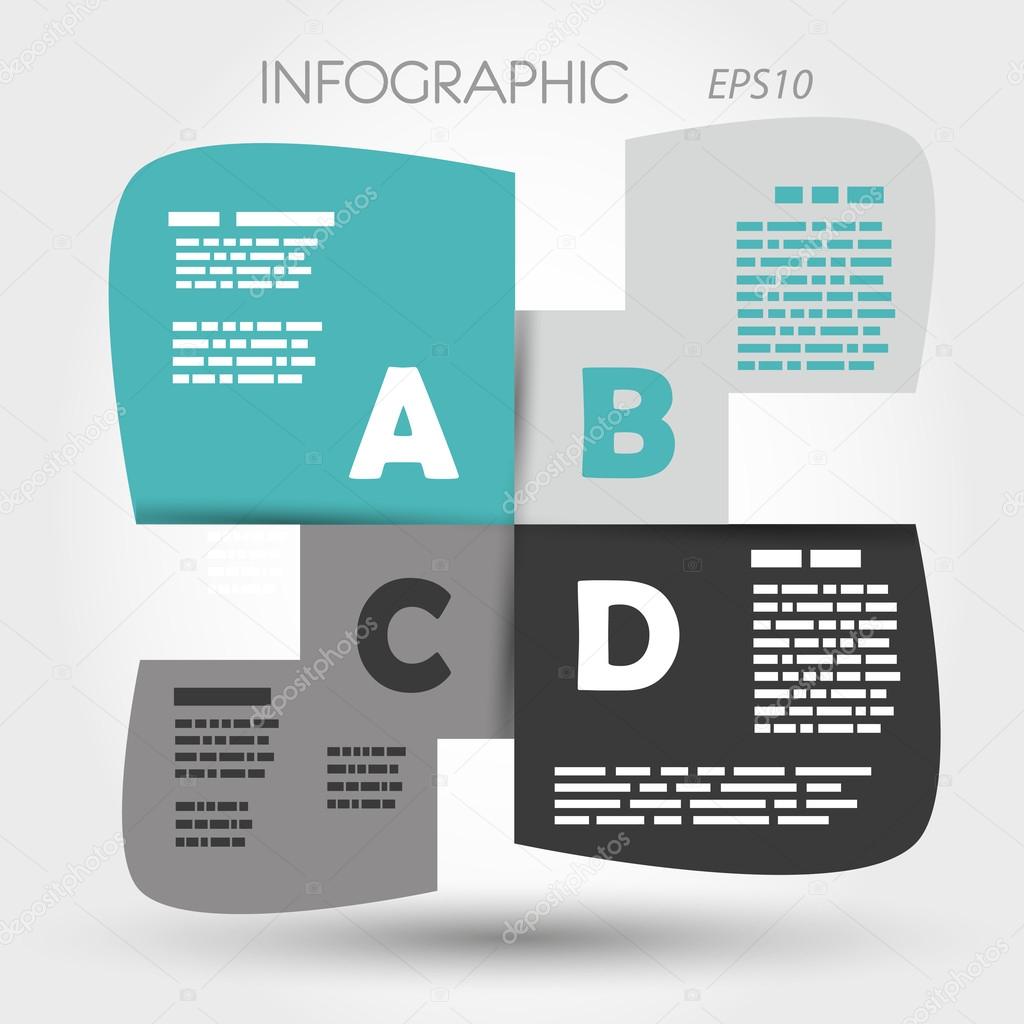 Turquoise infographic rounded squares ABCD Stock Vector by ...