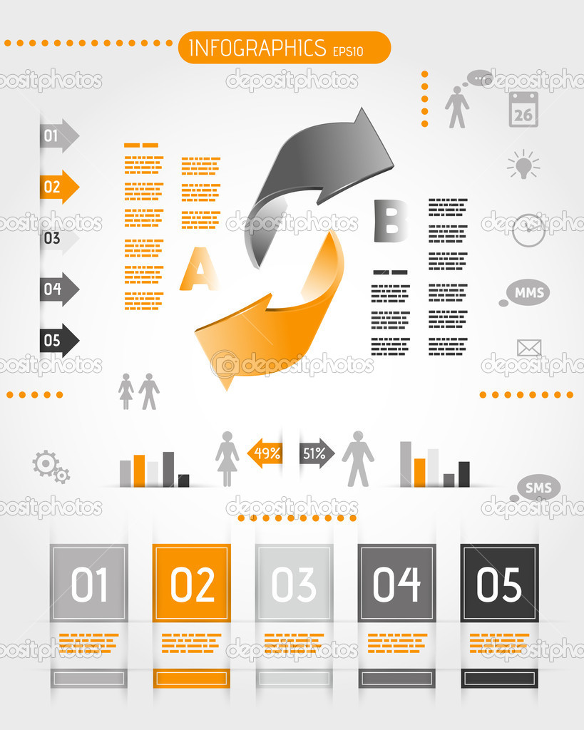 Big orange infographics with two arrows Stock Vector Image by ...