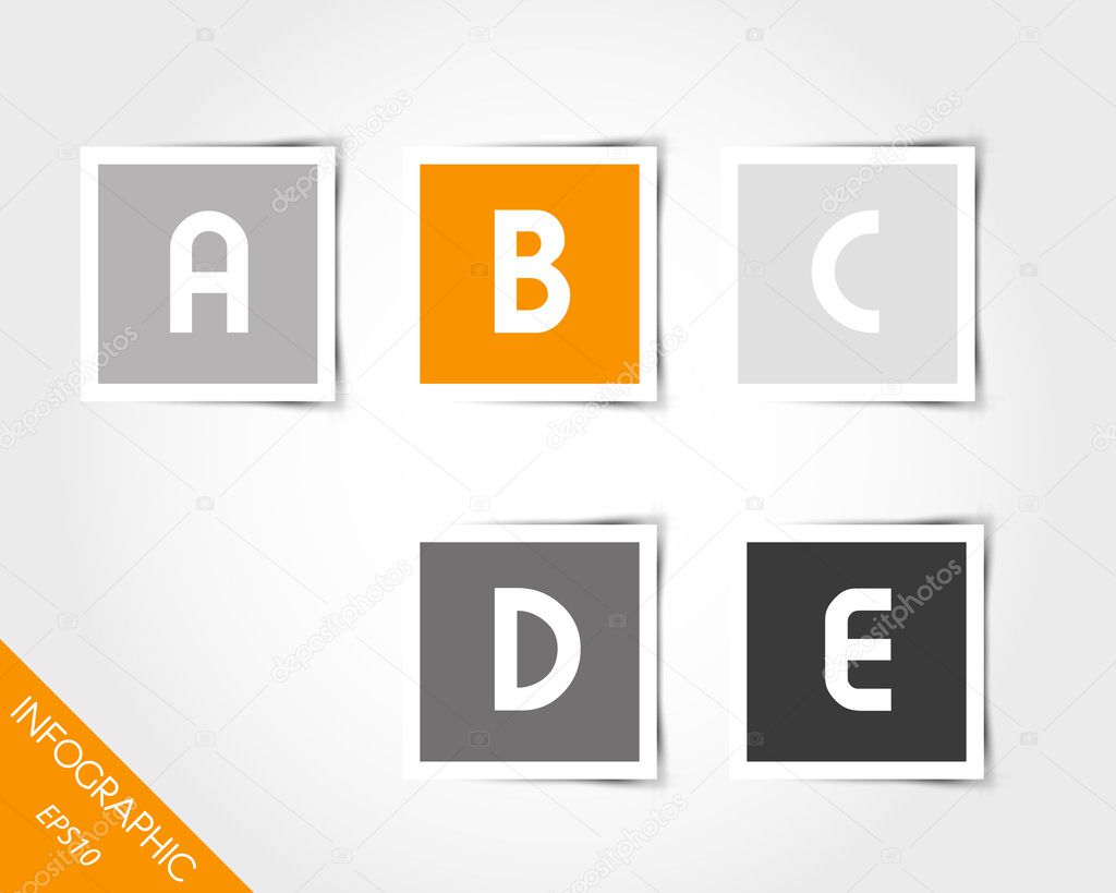 Orange square stickers with letters and shadow Stock Vector by ...