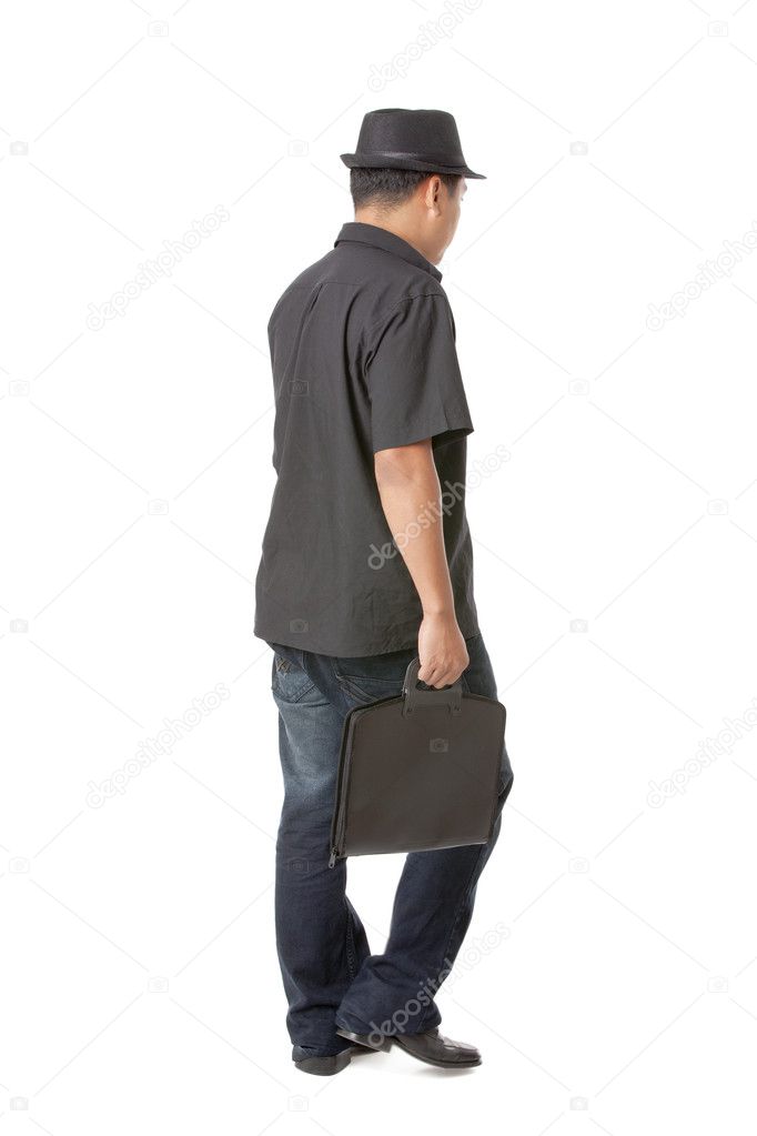 Back view of a man with bag ⬇ Stock Photo, Image by © kozzi2 #17161555