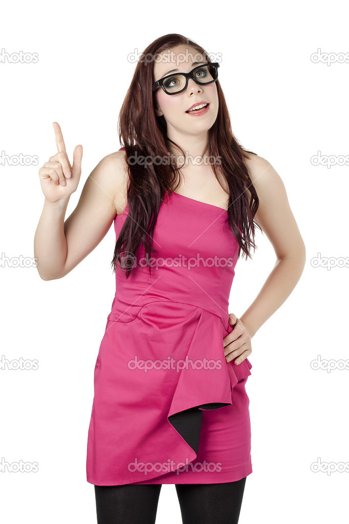 Woman pointing up — Stock Photo © kozzi2 #19199633