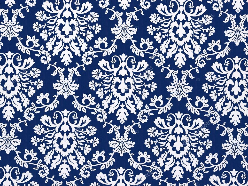 Dark Blue Victorian Wallpaper