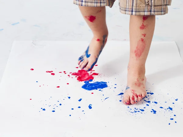 688 human foot imprinting colors on piece of paper — Stock Photo ...