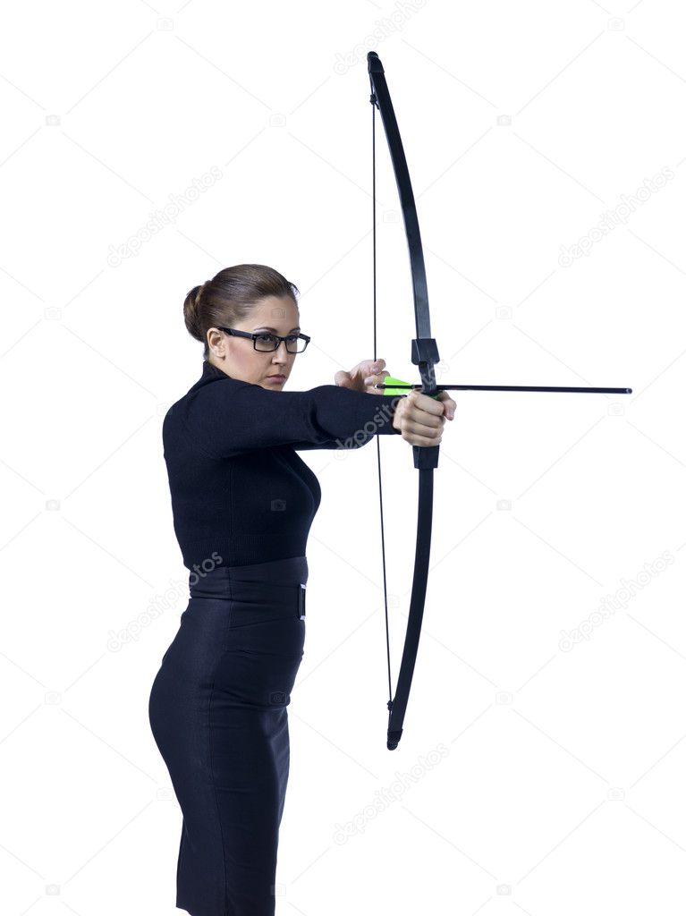 Attractive businesswoman holding bow and arrow Stock Photo by ©kozzi2 ...