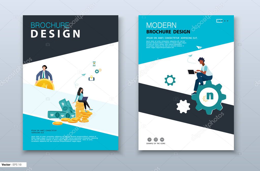 Business cover, brochure design template. Business team, teamwork ...