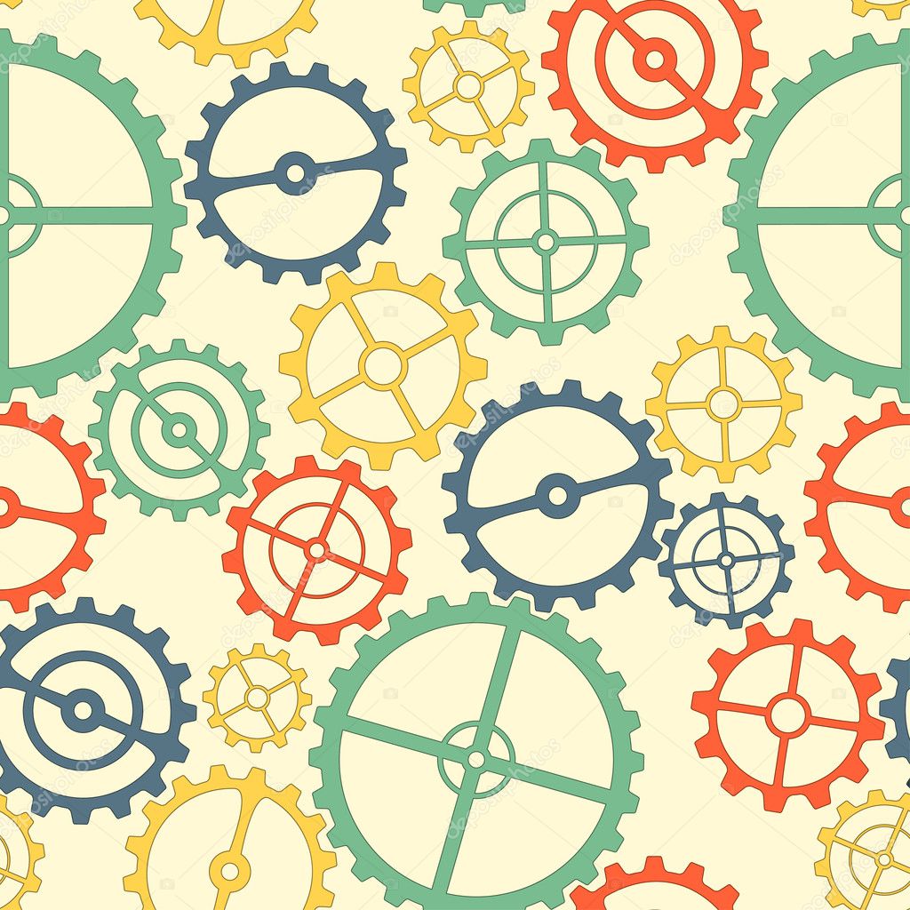 Seamless pattern. colorful gears — Stock Vector © nick8889 #13859494