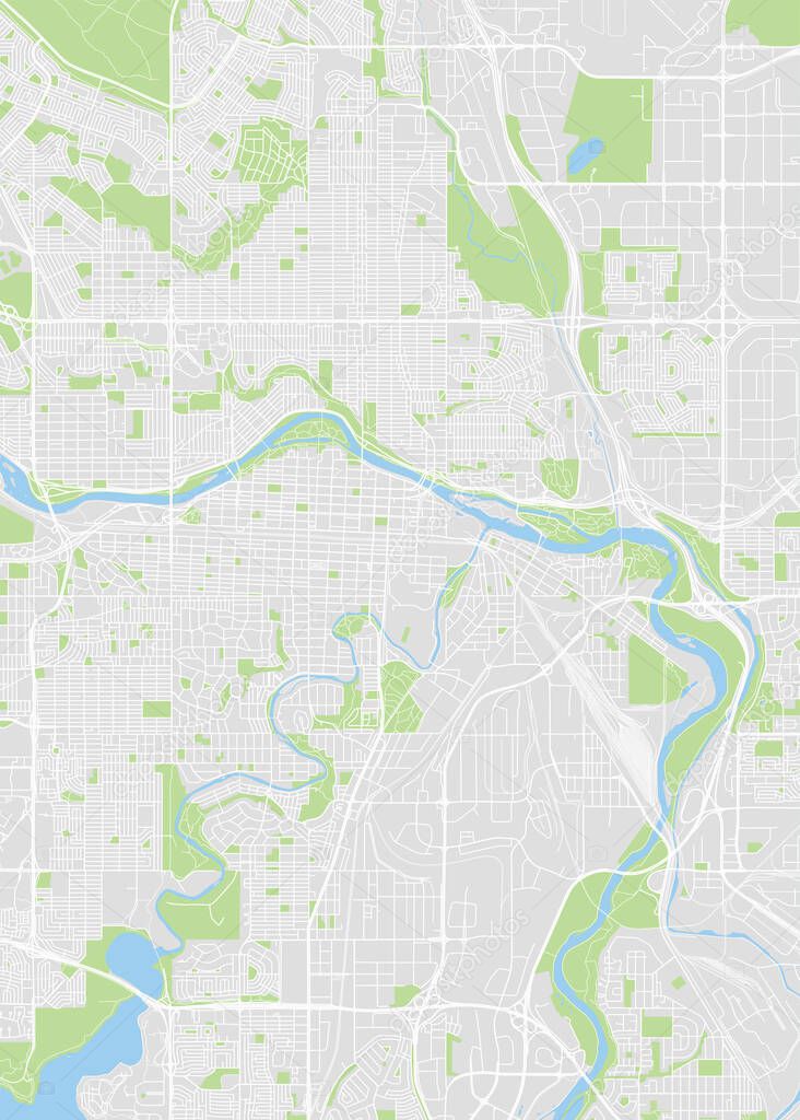 Mapa de la ciudad Calgary, plano detallado a color, ilustración ...