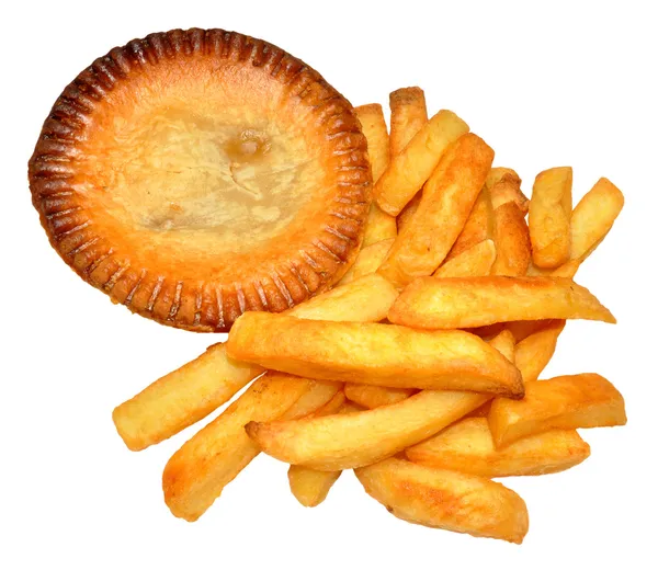 Pie And Chips With Peas — Stock Photo © philkinsey #42046317
