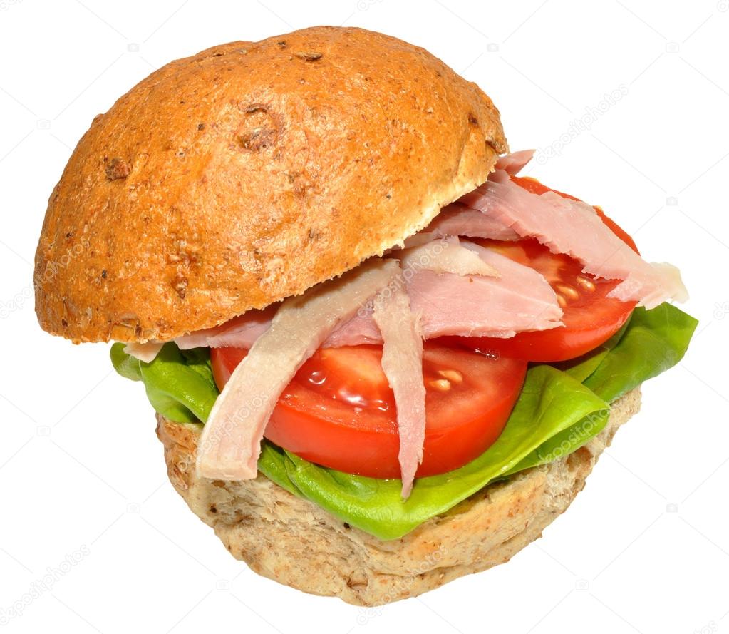 Ham And Salad Sandwich Roll — Stock Photo © philkinsey #42506095