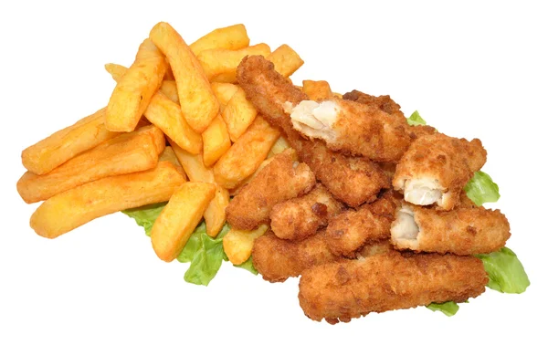 Jumbo Breadcrumb Covered Cod Fish Fingers Chips Meal Mushy Peas Stock ...