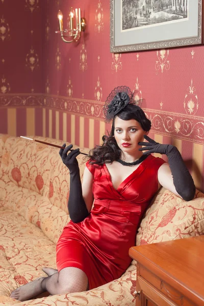 The woman in strict clothes in a retro style 30-th Stock Photo by ...