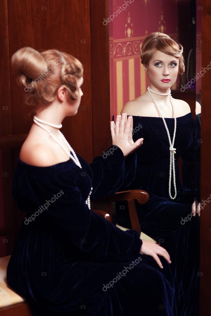 The woman in strict clothes in a retro style 30-th — Stock Photo ...