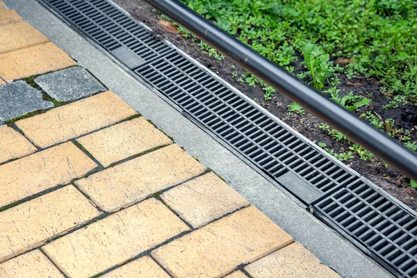 Iron Grate Drainage System Storm Water Drainage Pedestrian Sidewalk ...