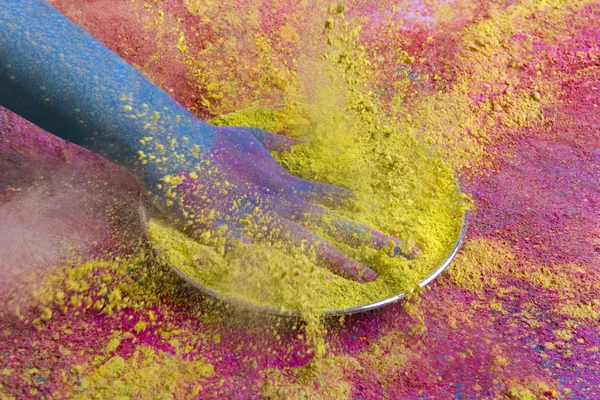 Hand splashing powder paint - Stock Image - Everypixel