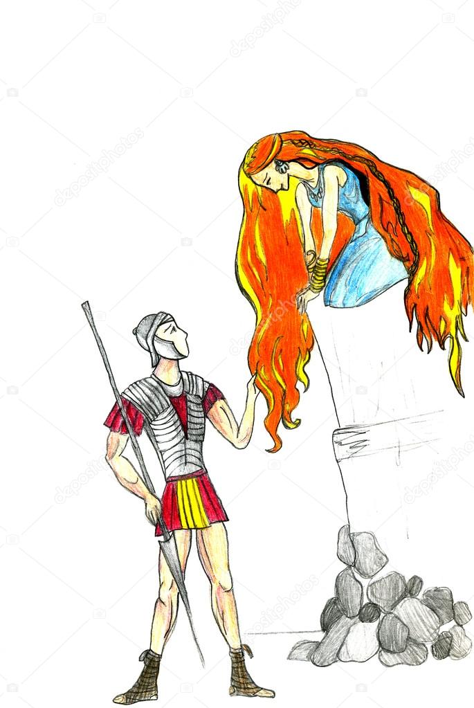 Princess and Knight (color drawing by hand) Stock Illustration by ...