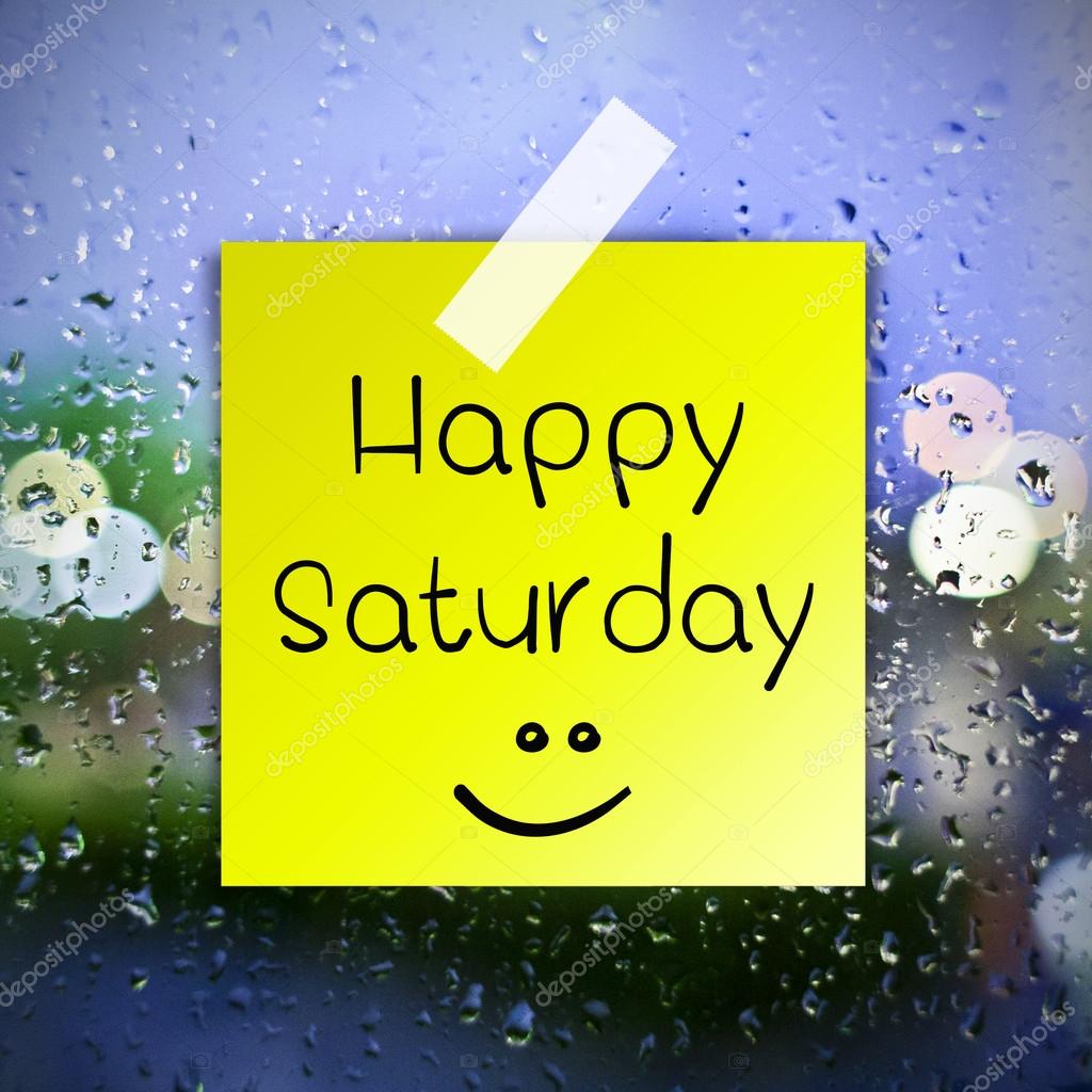 Happy Saturday with water drops background with copy space Stock Photo ...