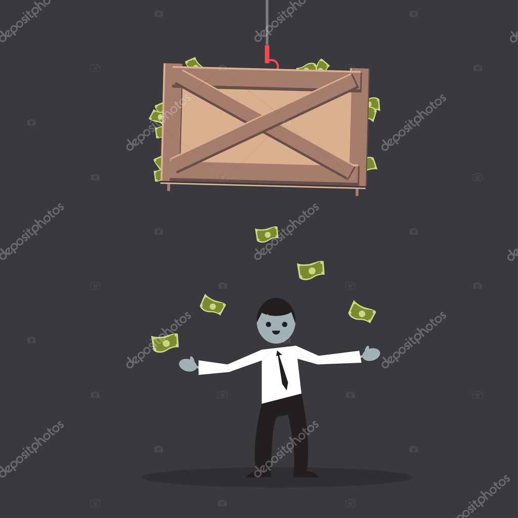 Risk business concept. Cartoon drawing on black background. Stock ...