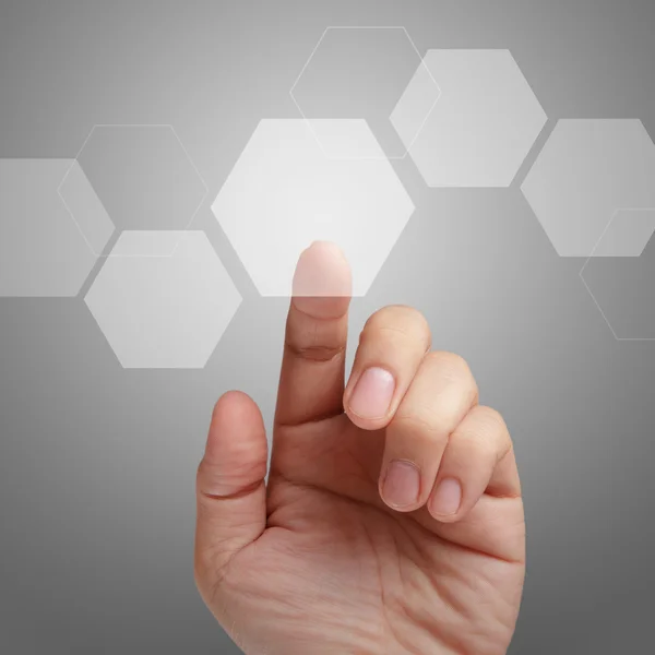 Male hand point on touch screen interface - Stock Image - Everypixel