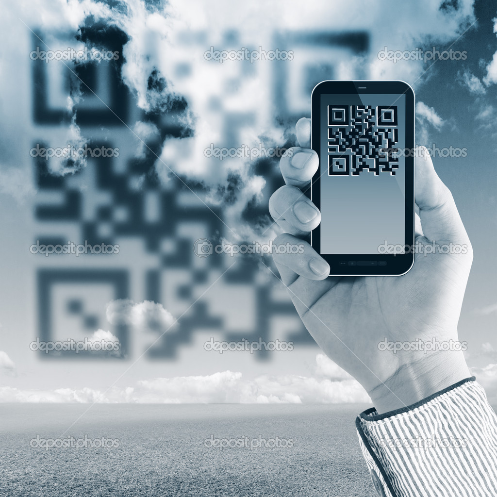 Scanning Qr code with mobile smart phone — Stock Photo © buchachon ...