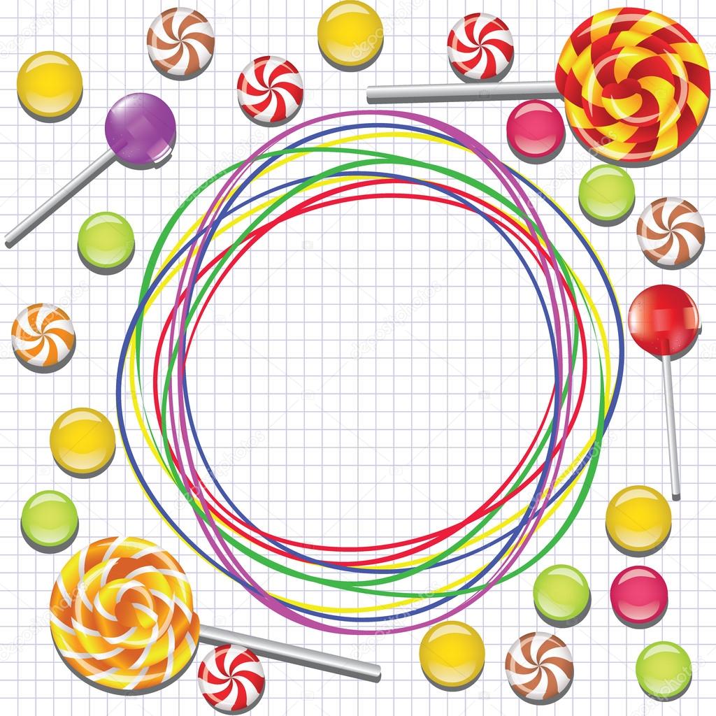 Background with candies and doodle frame Stock Vector Image by ...