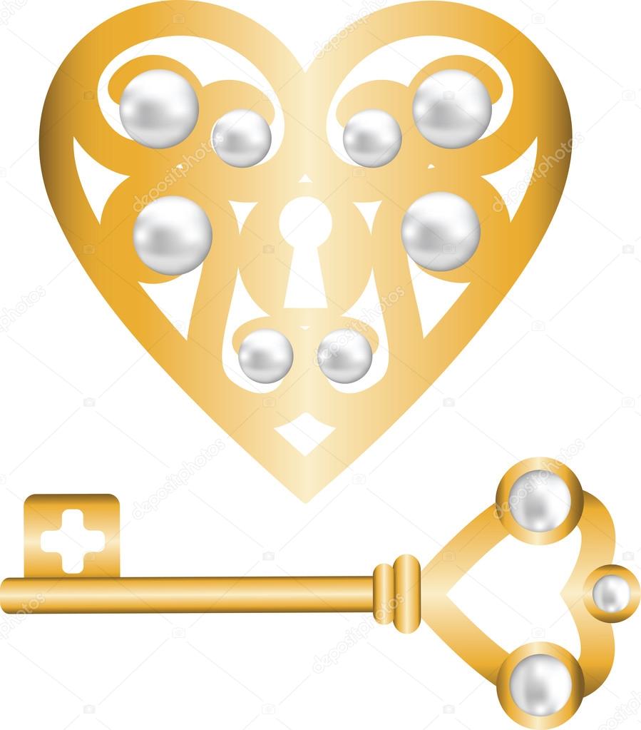Heart Skeleton Key Vector