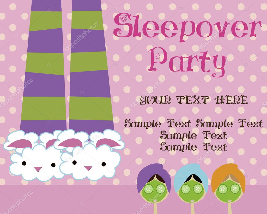 Wording Sleepover Party
