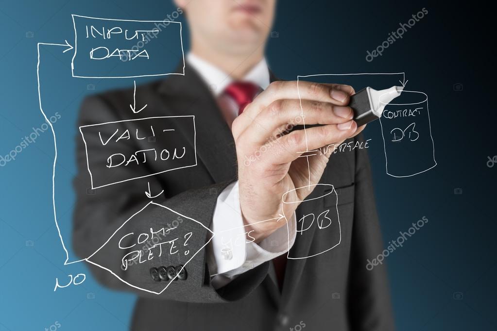 Man is drawing flow chart — Stock Photo © w20er #18612777