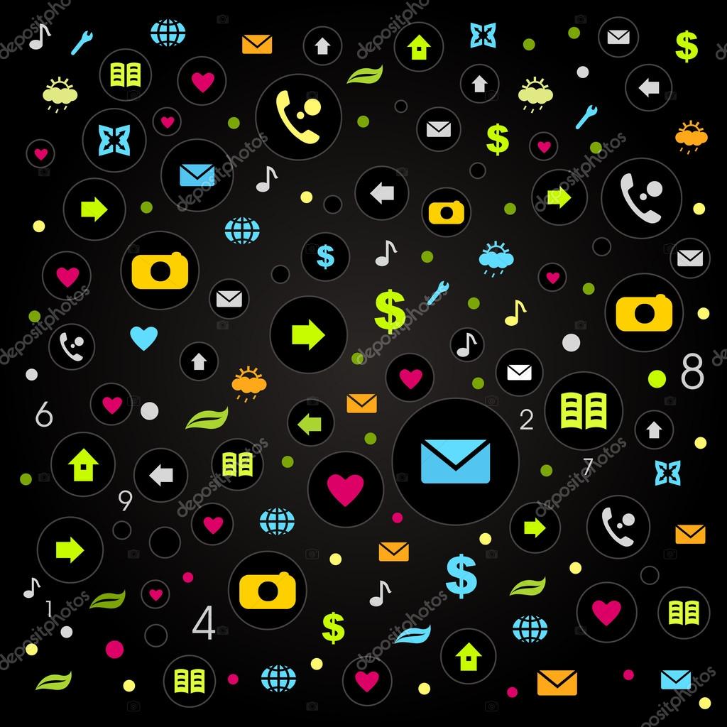 Black background with bright colored icons Stock Vector Image by ©alisa ...