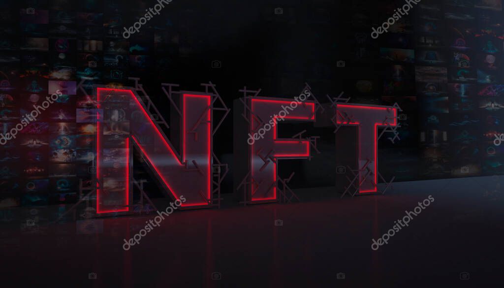 Abstracción firmada con token NFT. Inscripción abstracta collage NFT ...