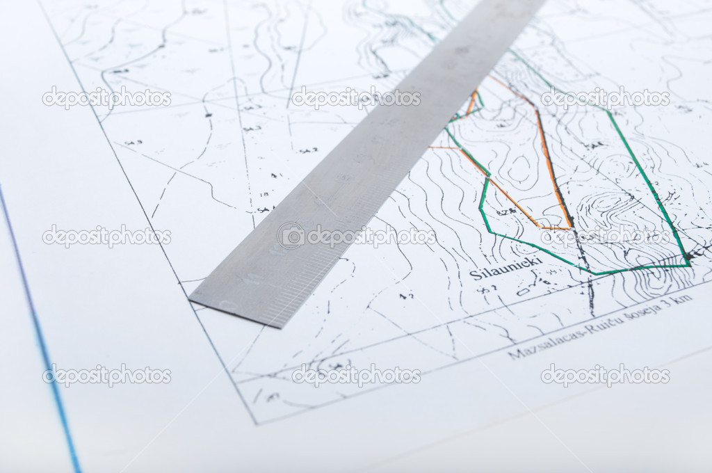 Mapa con regla aislada sobre blanco: fotografía de stock © artursfoto1 ...