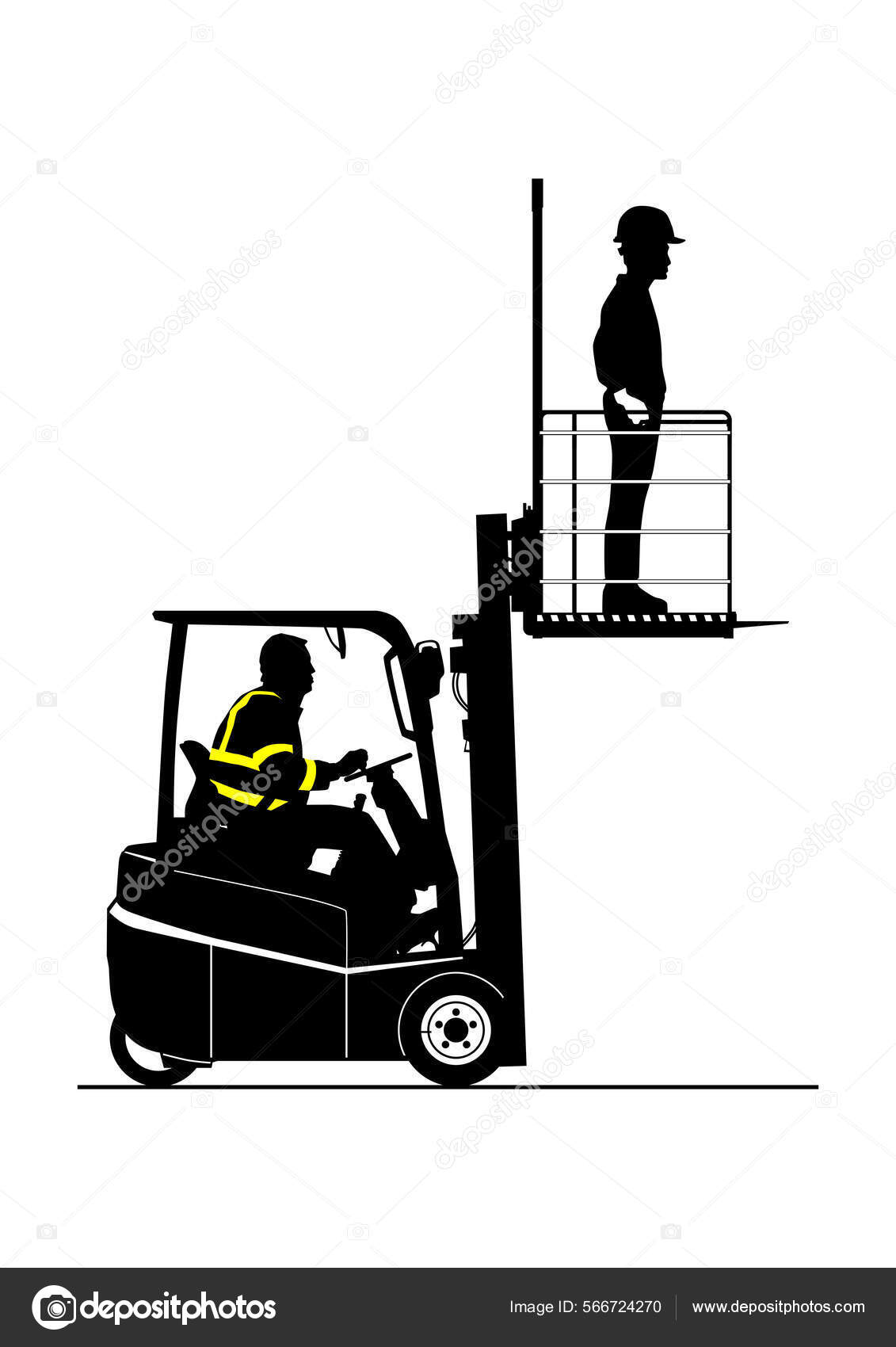 Forklift Work Platform Operators Silhouette Compact Forklift Safety ...