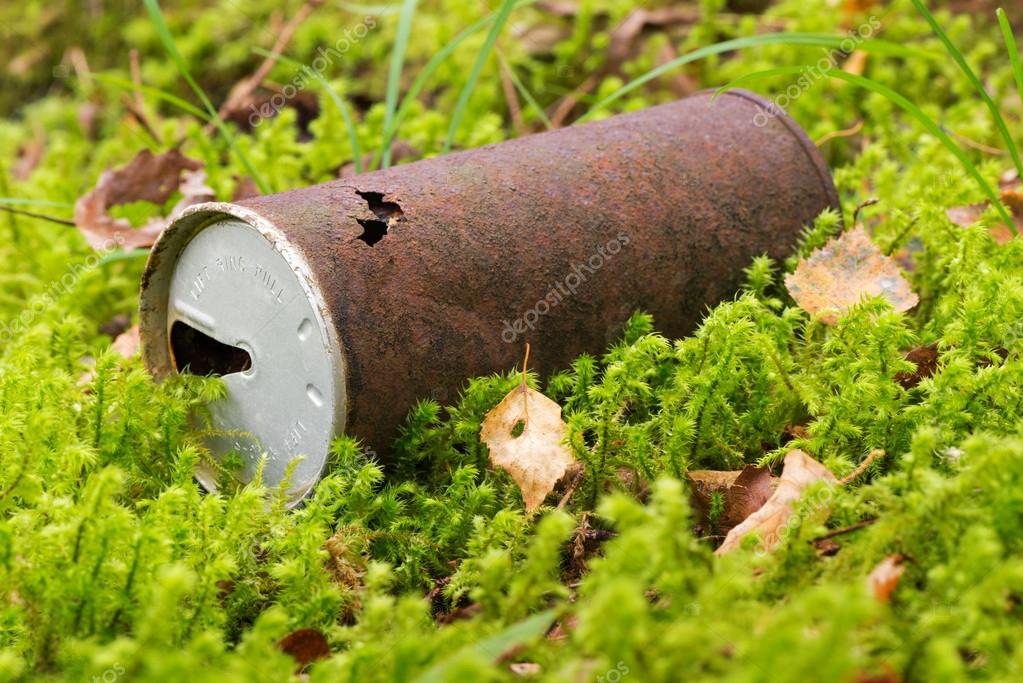 Old Can, rusty beverage can in the forest — Stock Photo © steho #13258361