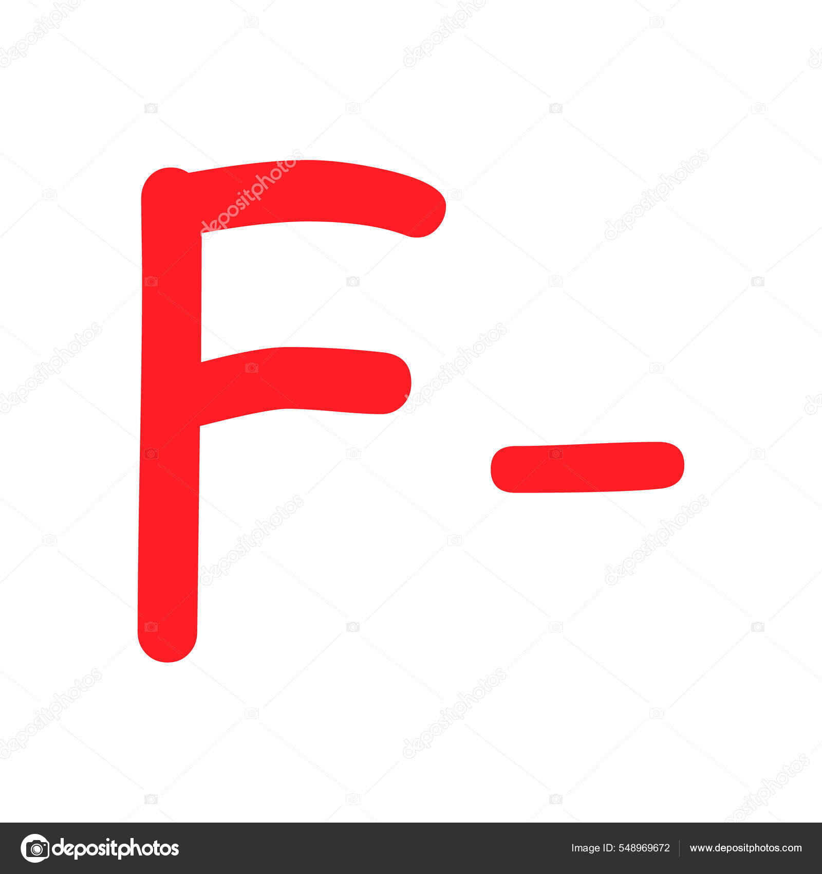 Resultado Grado Menos Icono Dibujado Mano Color Rojo Examen Prueba ...