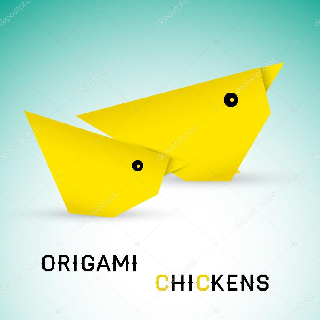 Chickens origami — Stock Vector © Coline #24587441