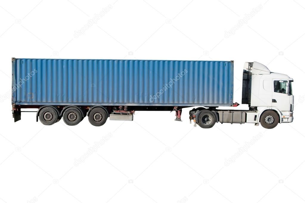 European flatbed 18-wheeler with metal container — Stock Photo ...