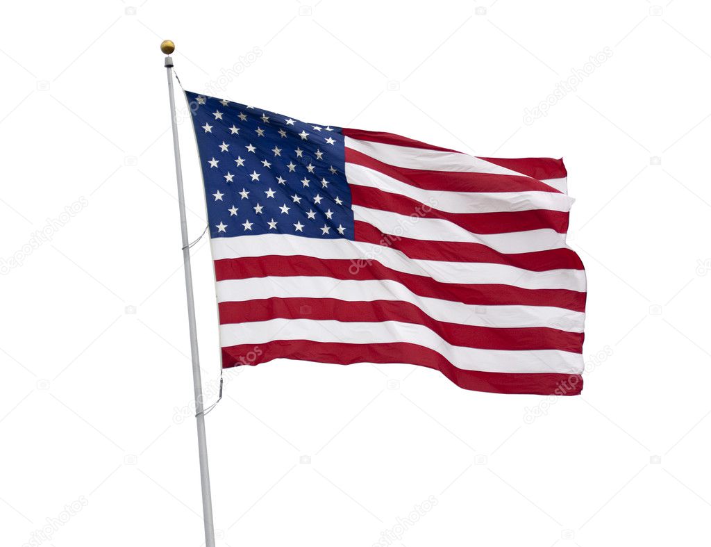 American flag isolated on white with clipping path — Stock Photo ...