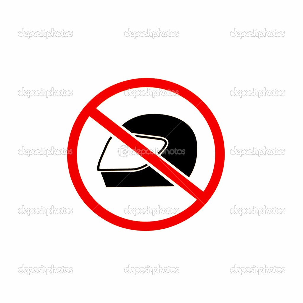 No helmet sign isolated on white background — Stock Photo ...