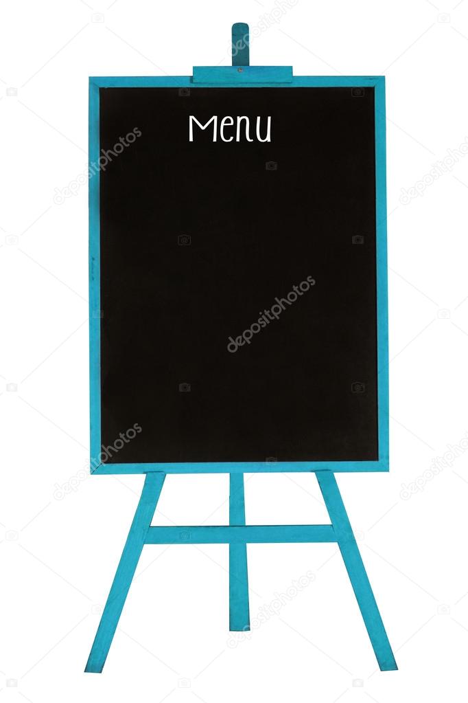 Stand Up Menu Chalk Board Isolated on White Background. — Stock Photo ...