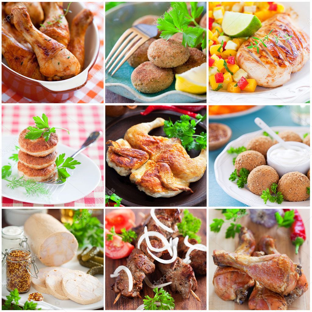 Collage of different chicken dishes Stock Photo by ©laperla_foto 31865195