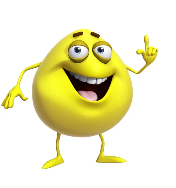 3d cartoon cute yellow monster holding placard Stock Photo by ...