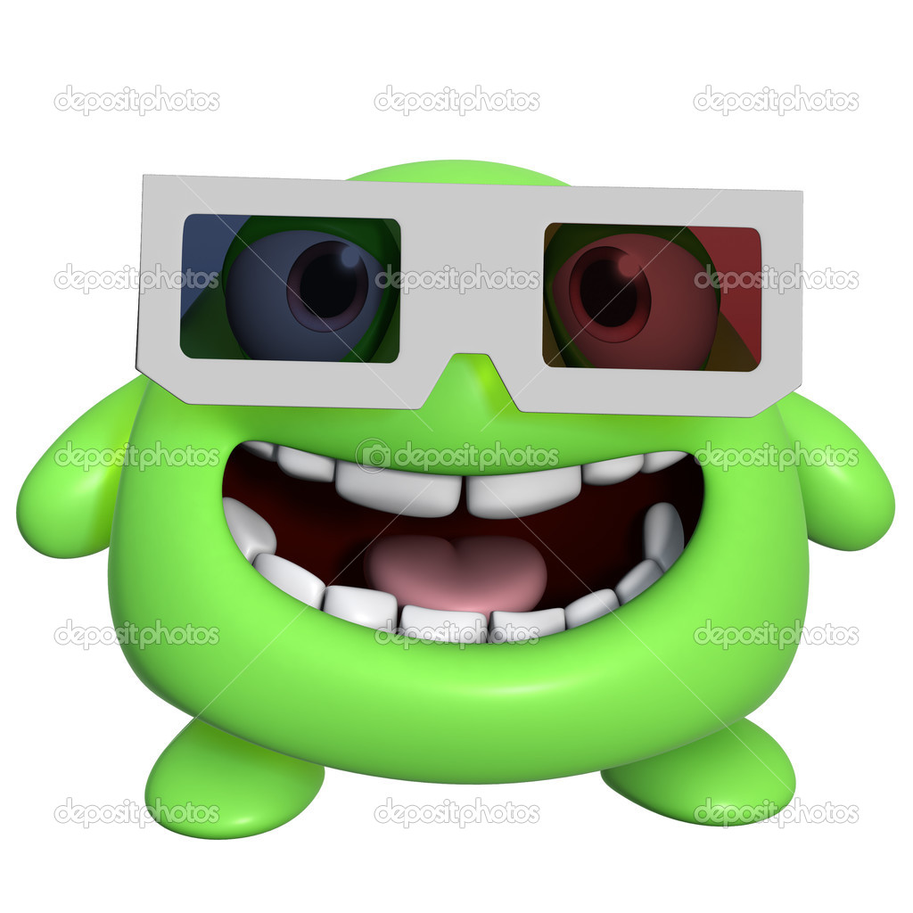 3d cartoon cute green monster Stock Illustration by ©bertoszig #23907213