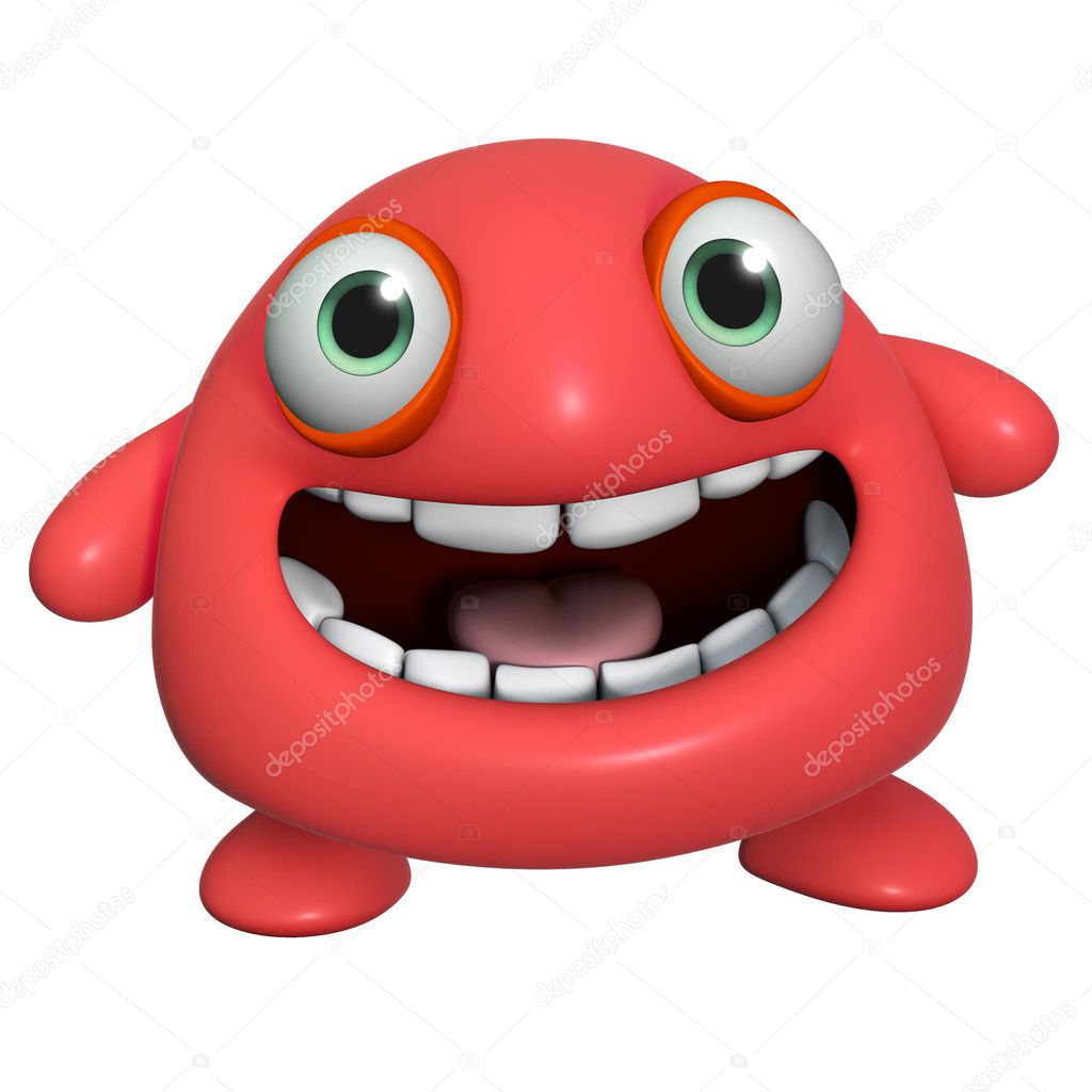 3d cartoon cute red monster Stock Illustration by ©bertoszig #23907281