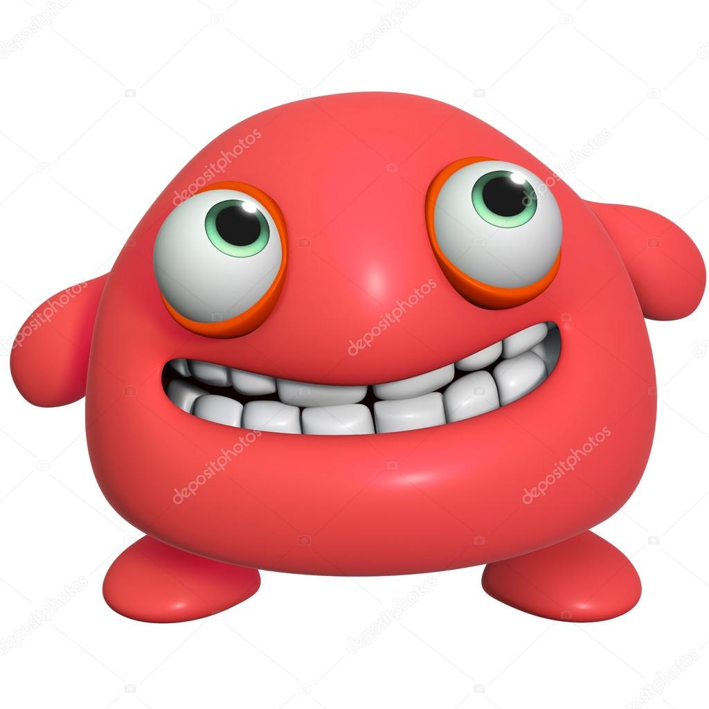 3d cartoon cute red monster Stock Illustration by ©bertoszig #23907295