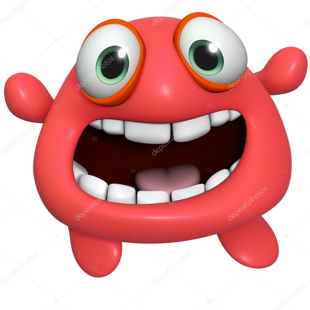3d cartoon cute red monster Stock Illustration by ©bertoszig #23907309
