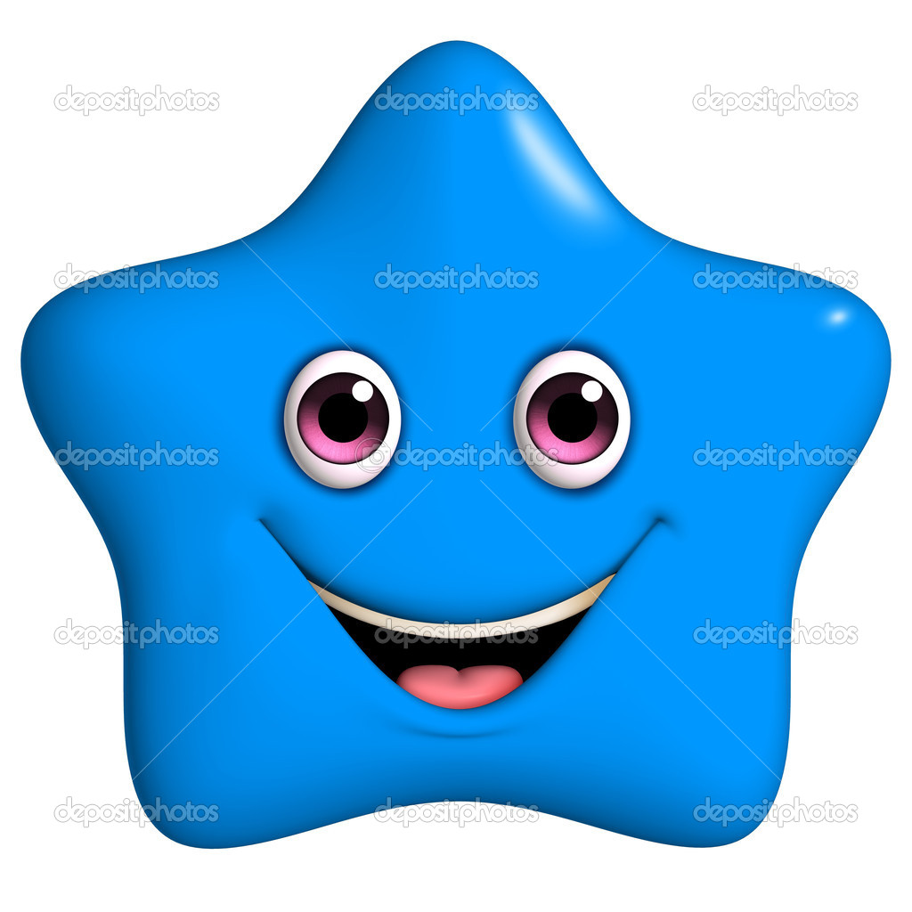 3d dibujos animados linda estrella azul: fotografía de stock ...