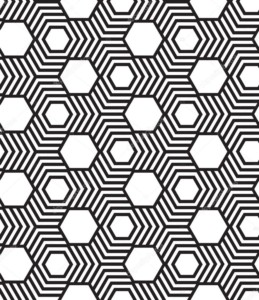 Hexagons, black and white abstract geometric Stock Vector Image by ...