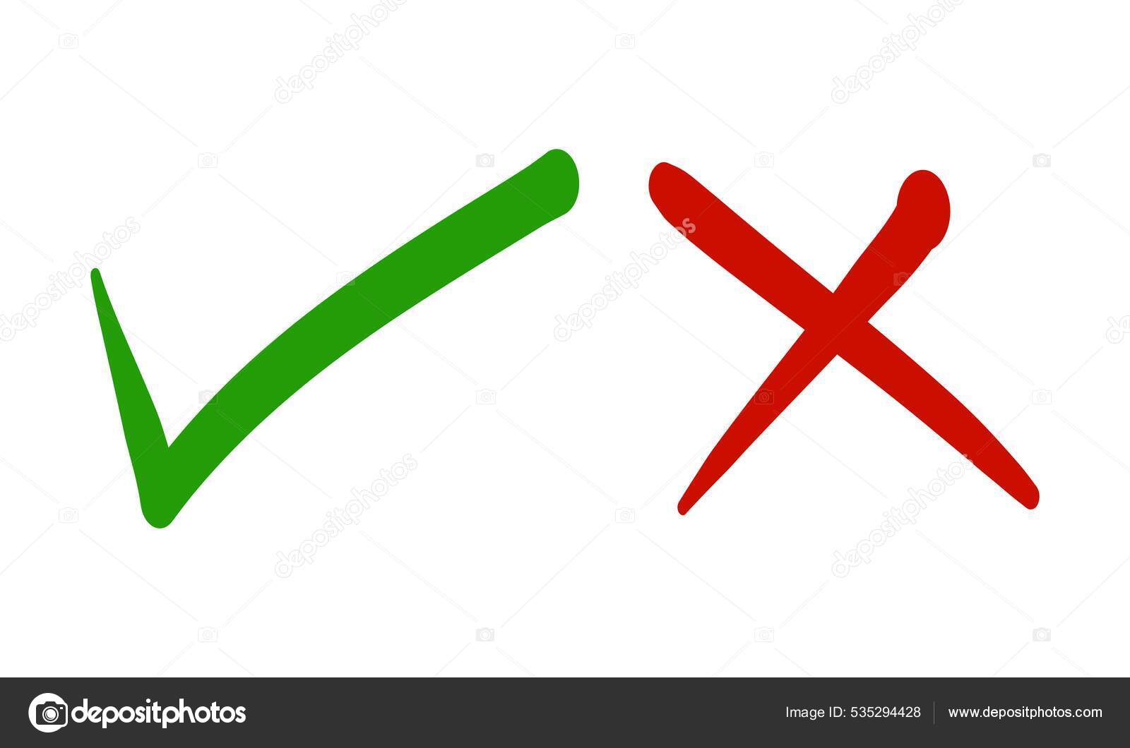 Vink Markering Kruis Markering Pictogram Set Tik Symbool Groene Rode ...